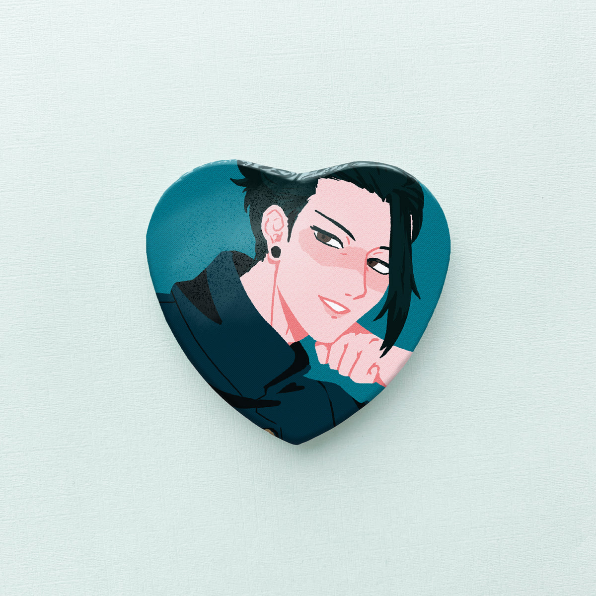 holographic jjk heart buttons – coffeecakey